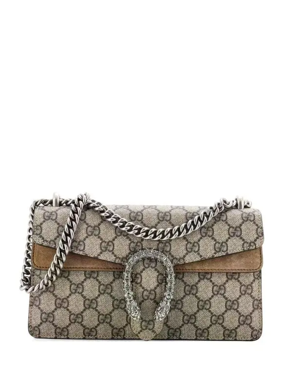 Gucci Dionysus Small Shoulder Bag Gg Coated Canvas With Crystal Embellished Metal - Brown