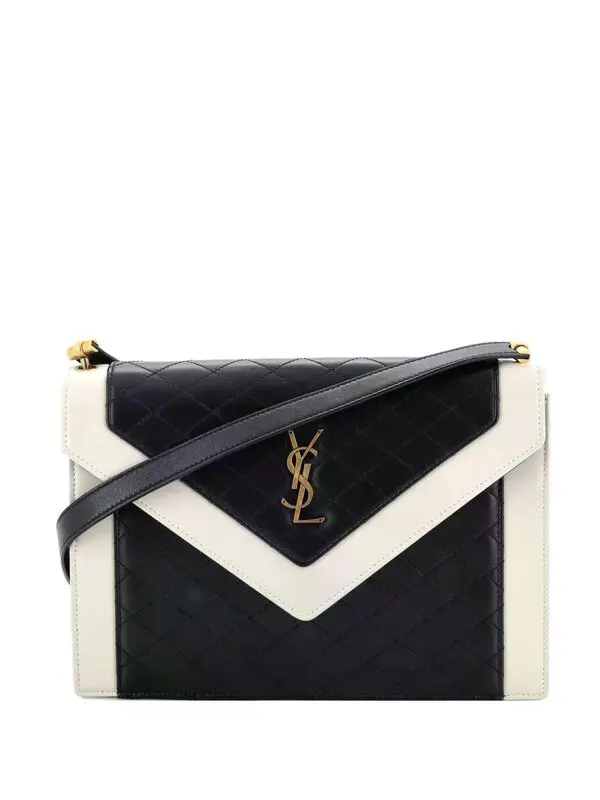 Saint Laurent Gaby Envelope Satchel Quilted Leather Crossbody Bag - Black