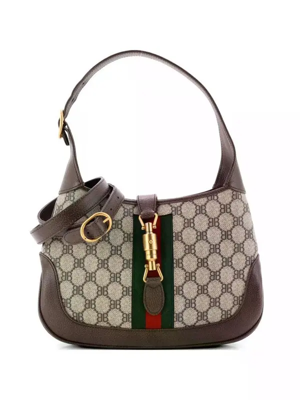 Balenciaga X Gucci The Hacker Project Jackie 1961 Bb Coated Canvas Small Hobo Bag - Brown