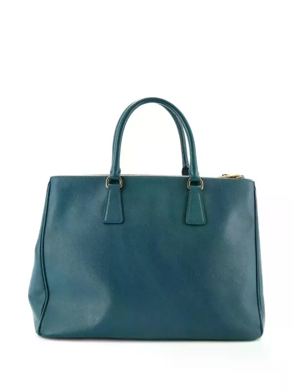 Prada Double Zip Lux Saffiano Leather Large Tote Bag - Blue