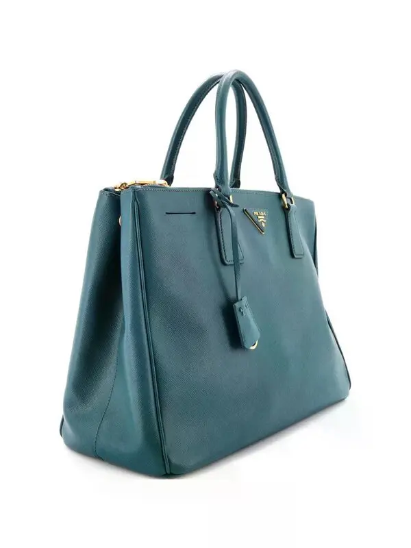 Prada Double Zip Lux Saffiano Leather Large Tote Bag - Blue