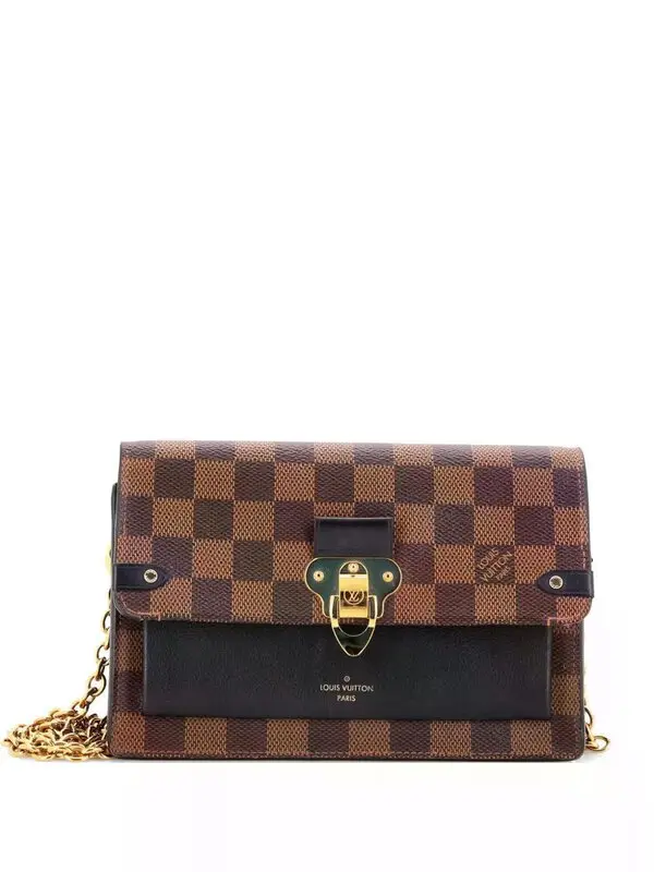 LOUIS VUITTON Vavin Chain Wallet Nm Damier With Leather Crossbody Bag - Brown
