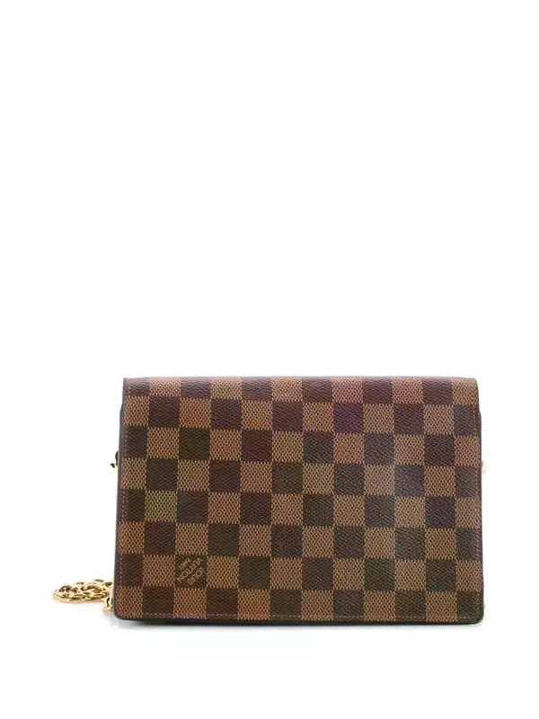 LOUIS VUITTON Vavin Chain Wallet Nm Damier With Leather Crossbody Bag - Brown