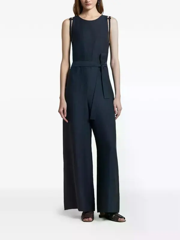 Peserico Strap-detail Tie-waist Jumpsuit - Blue