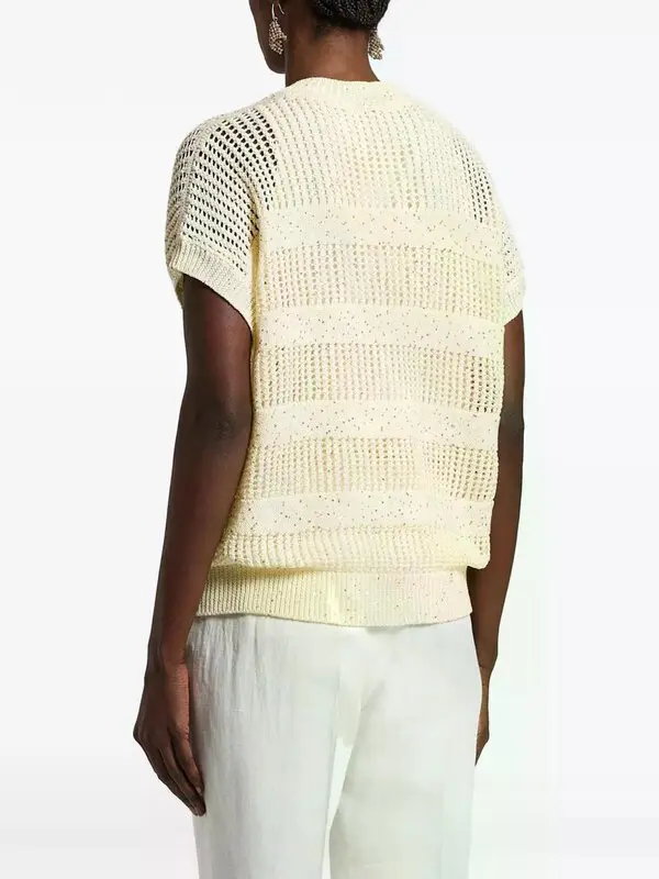 Peserico V-neck Open Knit Top