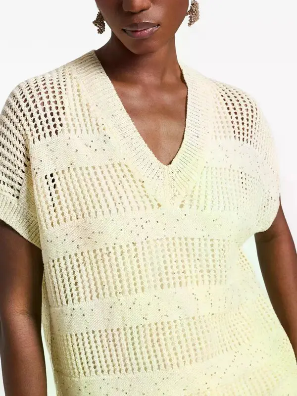 Peserico V-neck Open Knit Top