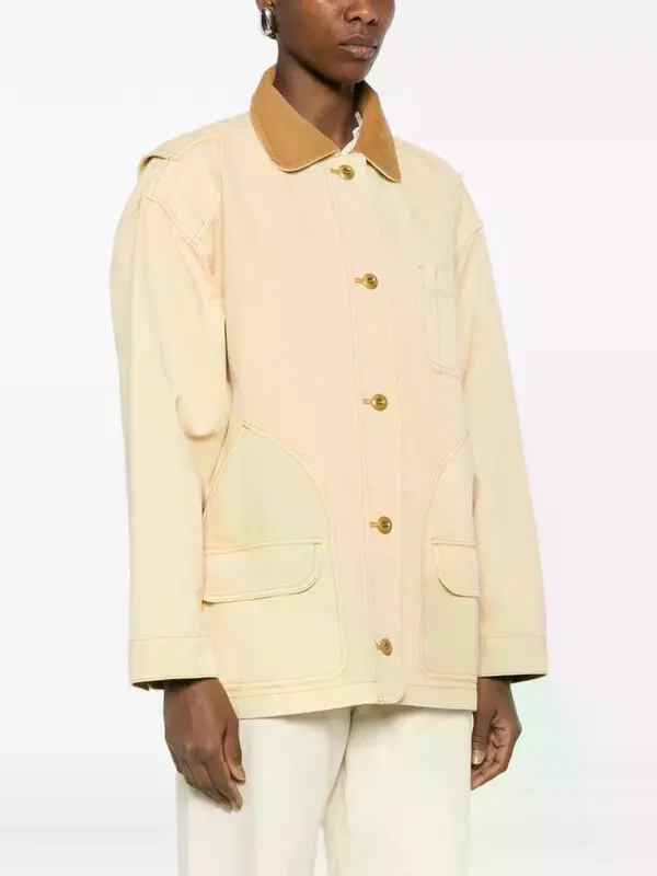 DÔEN Pascual Contrast-collar Coat - Yellow
