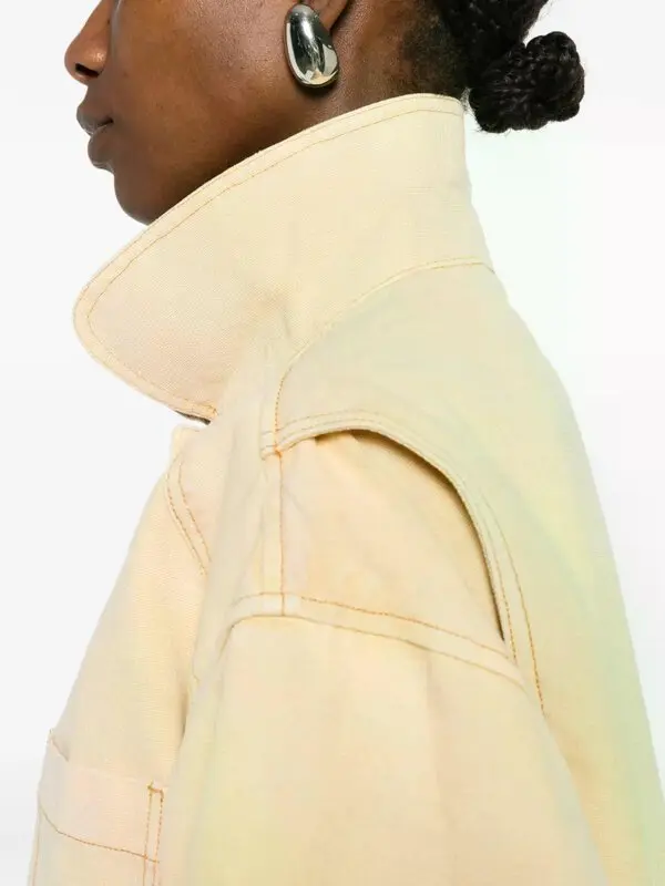 DÔEN Pascual Contrast-collar Coat - Yellow