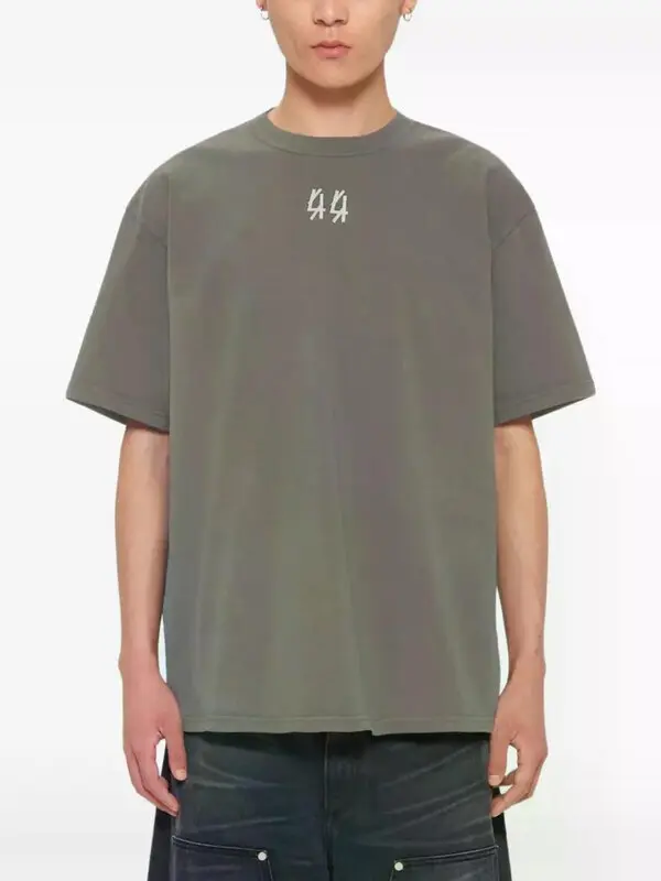 44 LABEL GROUP Logo-embroidered Cotton T-shirt - Grey