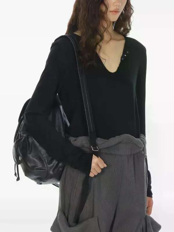 Open Yy Hook Henley Long-Sleeve Top - Black | Editorialist