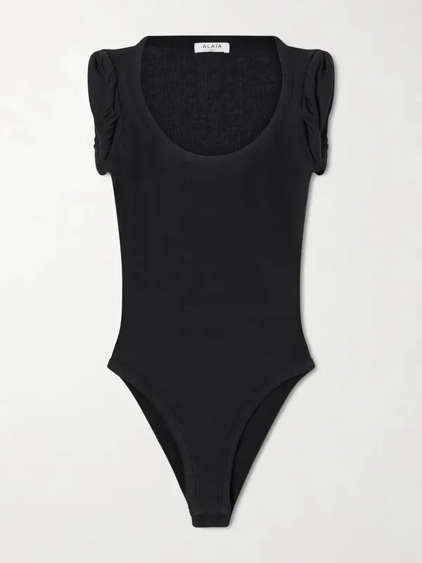 Alaïa Ribbed Modal-blend Jersey Bodysuit - Black