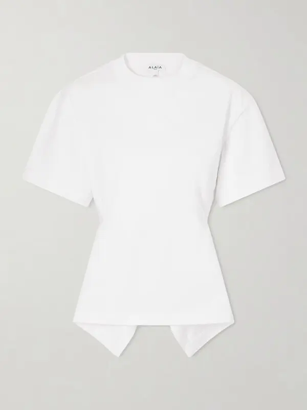 Alaïa Pleated Cotton-jersey T-shirt - White