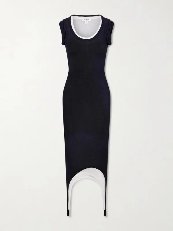 Alaïa Layered Stretch-knit Midi Dress