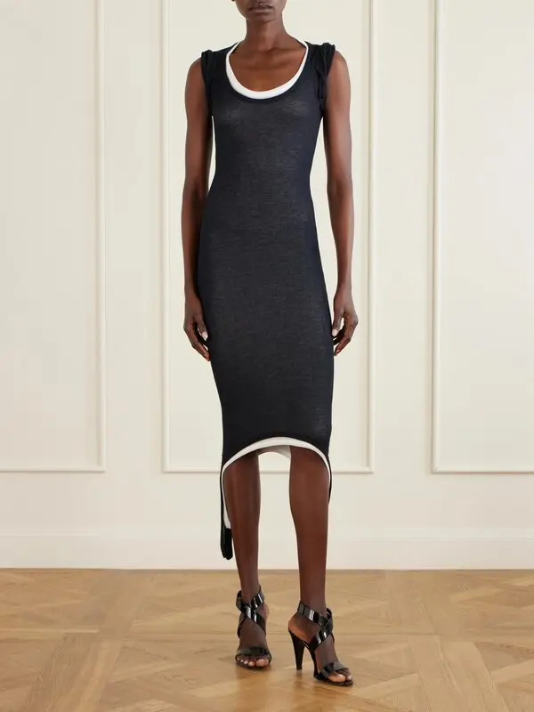 Alaïa Layered Stretch-knit Midi Dress