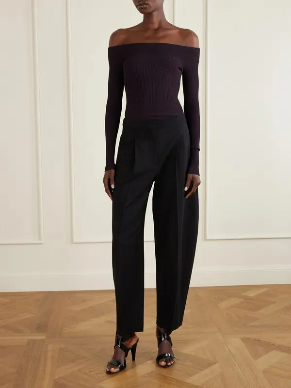 Alaïa Pleated Wool-blend Gabardine Tapered Trousers