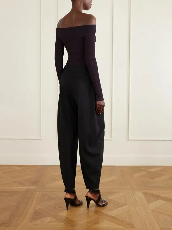 Alaïa Pleated Wool-blend Gabardine Tapered Trousers