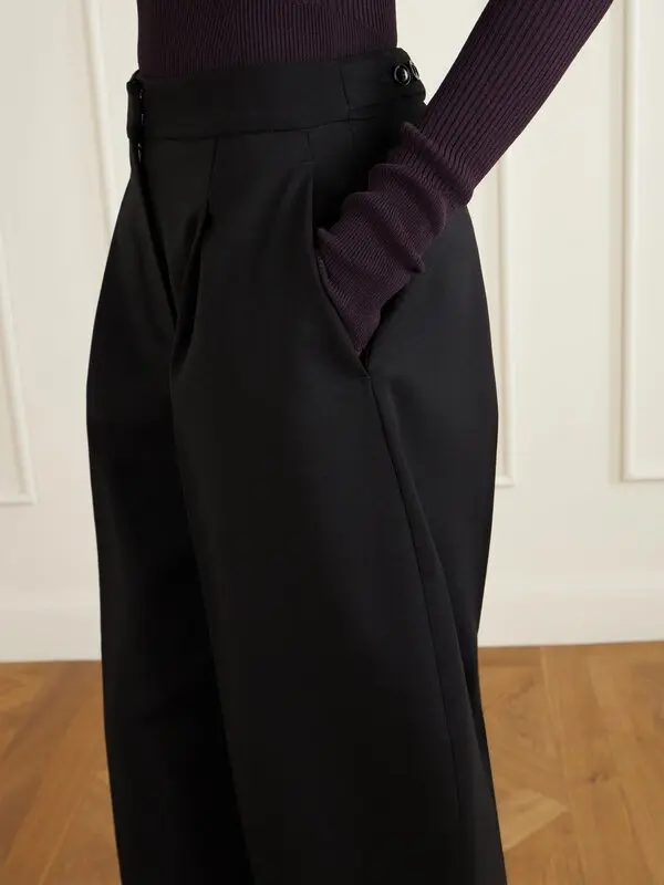 Alaïa Pleated Wool-blend Gabardine Tapered Trousers