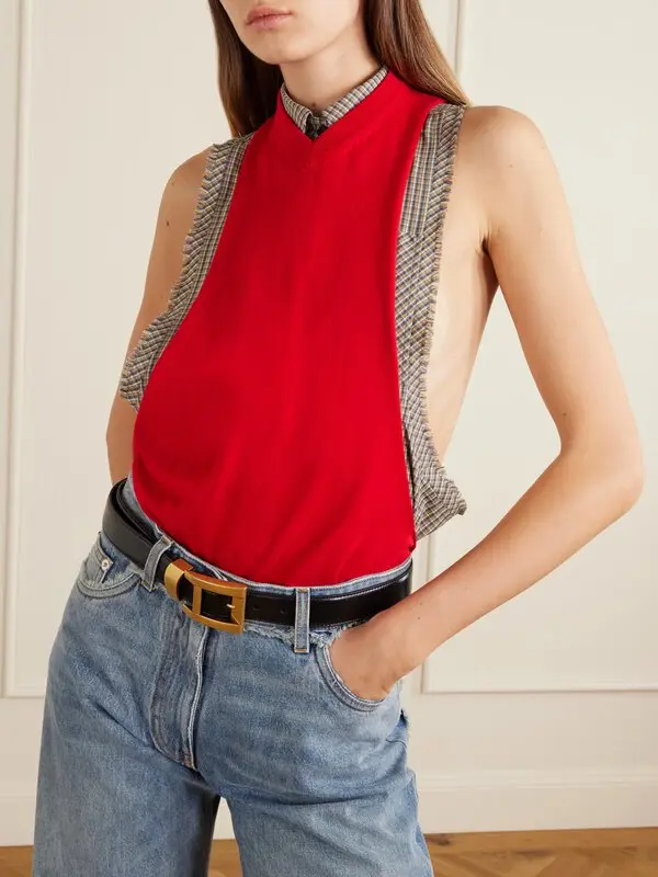 Versace Sleeveless Embroidered Cotton Tank Top