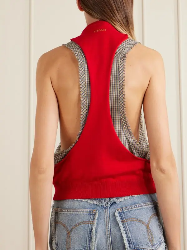 Versace Sleeveless Embroidered Cotton Tank Top