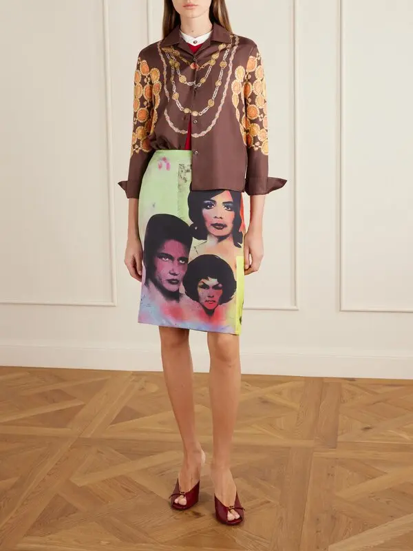 Versace Printed Silk-twill Midi Skirt - Multi