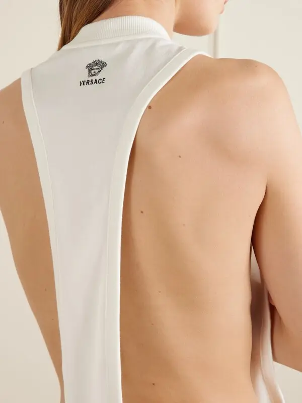 Versace Sleeveless Embroidered Jersey Dress