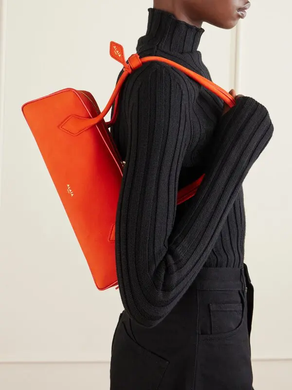 Alaïa Le Teckel Medium Nubuck Shoulder Bag - Orange