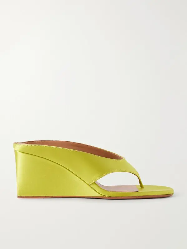 Alaïa Tong 75 Satin Wedge Sandals - Green