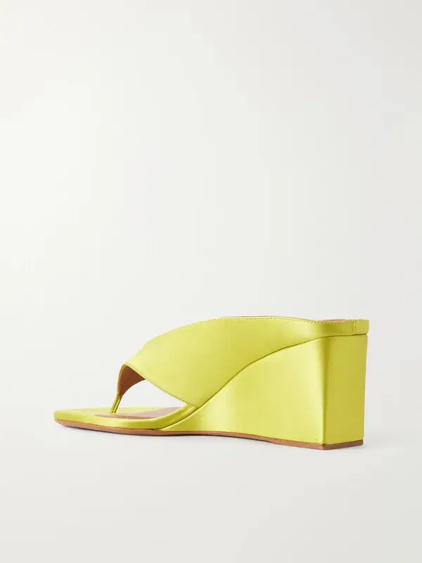 Alaïa Tong 75 Satin Wedge Sandals - Green
