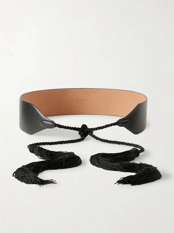 Alaïa Tasseled Leather And Satin Belt - Black