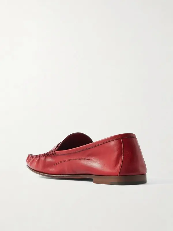 Versace Embellished Leather Loafers - Red