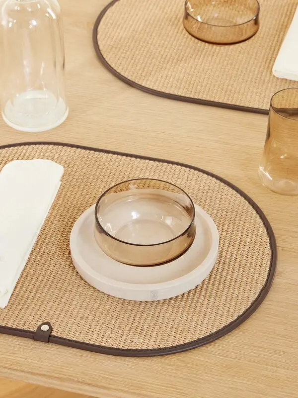 Brunello Cucinelli Set Of Two Leather-trimmed Woven Raffia Napkins