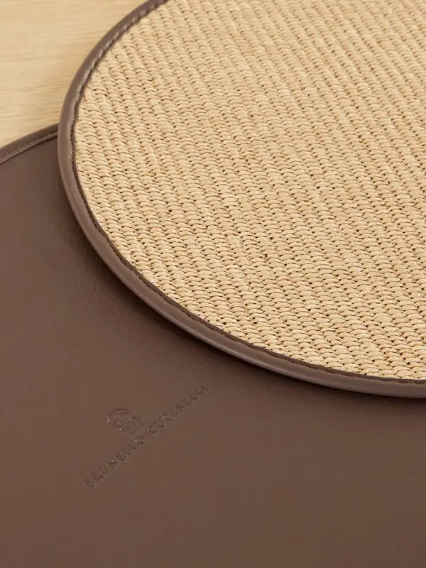 Brunello Cucinelli Set Of Two Leather-trimmed Woven Raffia Napkins