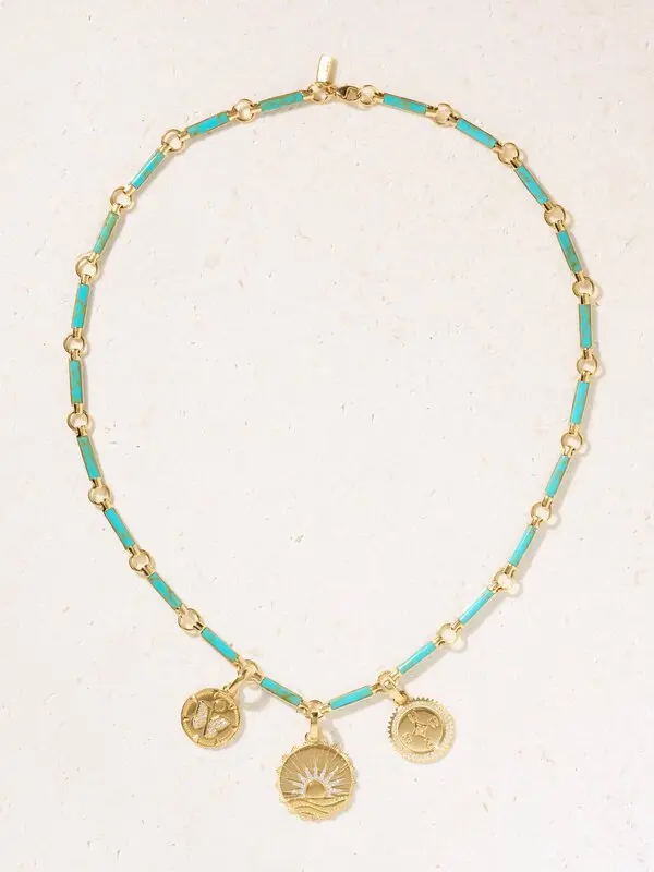 FOUNDRAE Element 18-karat Turquoise And Diamond Necklace - Gold