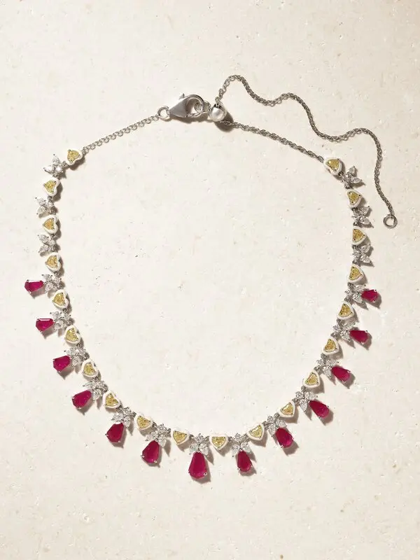 KAMYEN Ribbon 18-karat White Ruby And Diamond Choker - Gold