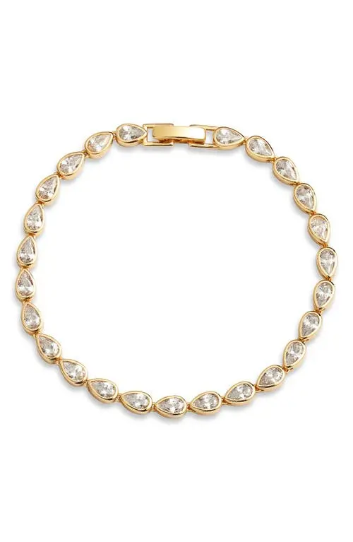 Nordstrom Pear Cubic Zirconia Bezel Tennis Bracelet - Clear- Gold