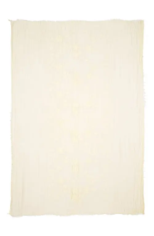 Treasure & Bond Floral Embroidered Gauze Fringe Scarf - Ivory Egret