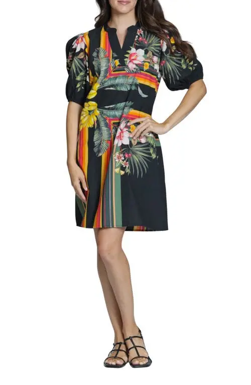 APNY Puff Sleeve Minidress - Yellow Multi
