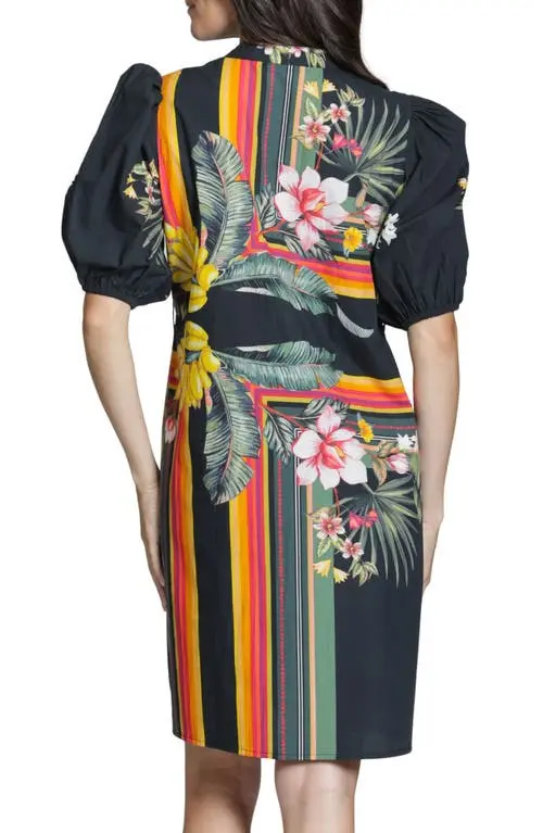 APNY Puff Sleeve Minidress - Yellow Multi