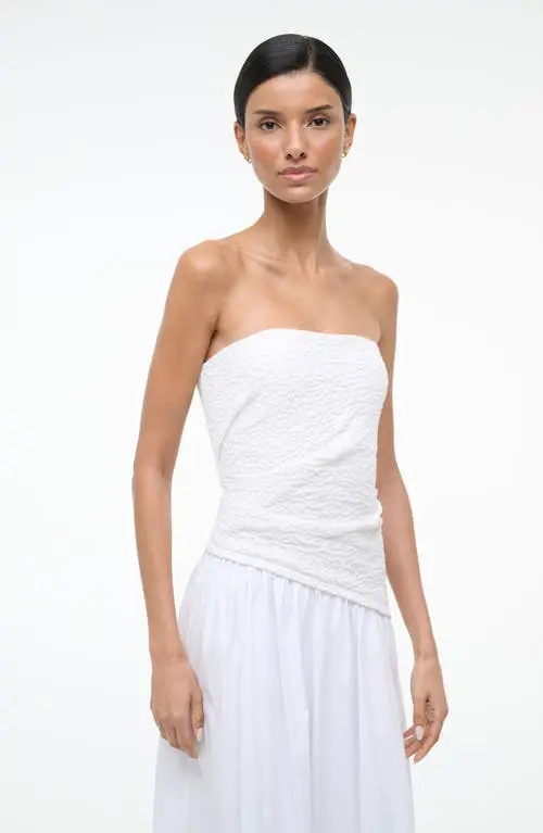 Staud Nia Strapless Midi Dress - White