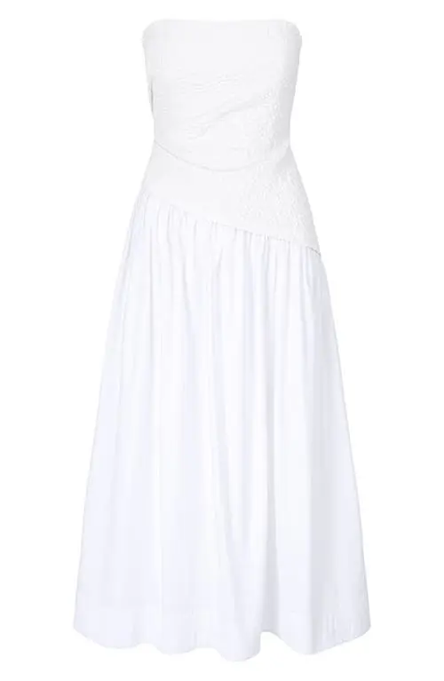 Staud Nia Strapless Midi Dress - White