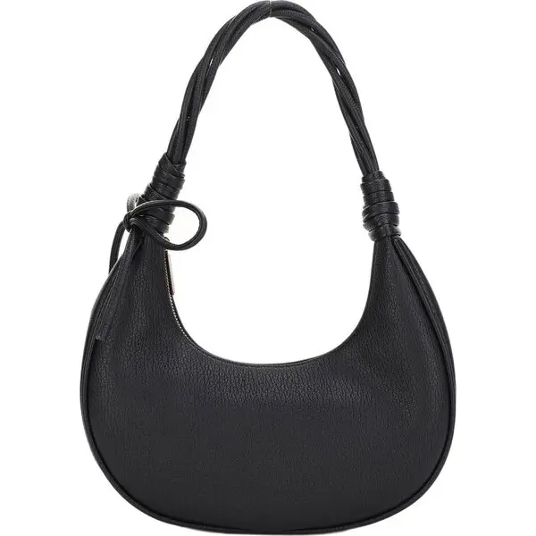 MALI + LILI Faux Leather Crescent Shoulder Bag - Black