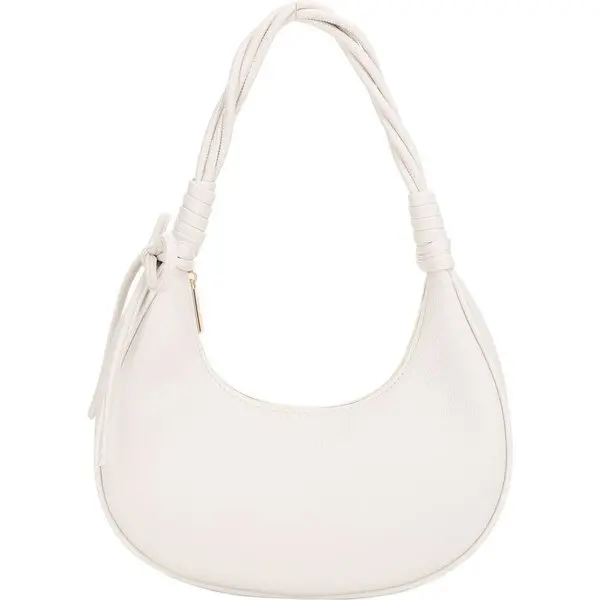MALI + LILI Brianna Soft Bow Faux Leather Crescent Shoulder Bag - Ivory