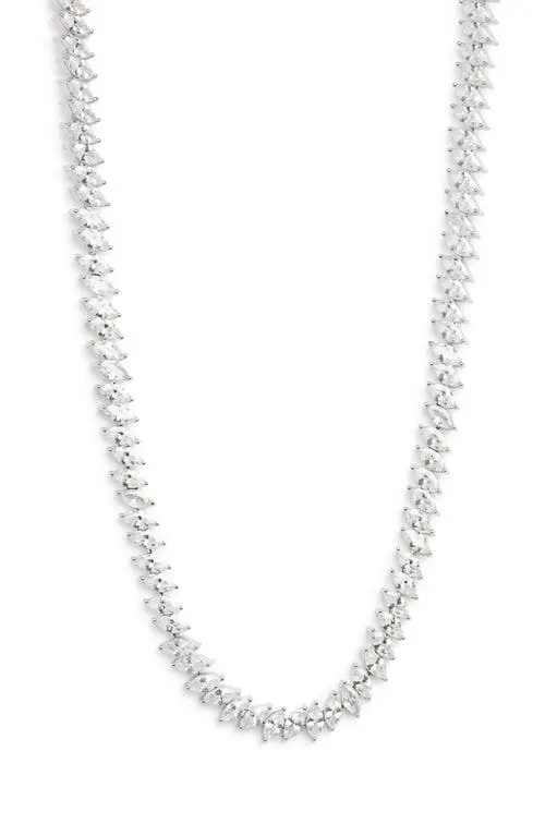Nordstrom Marquise Cubic Zirconia Eternity Necklace - Clear- Silver