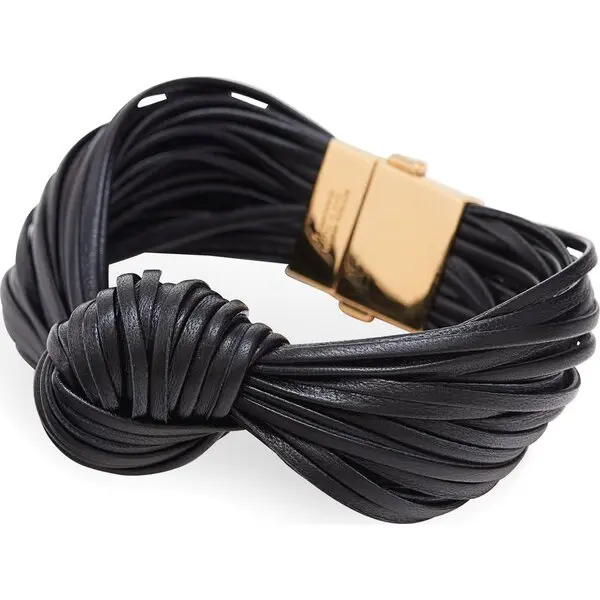 Bottega Veneta Knotted Leather Bracelet - 1000 Nero
