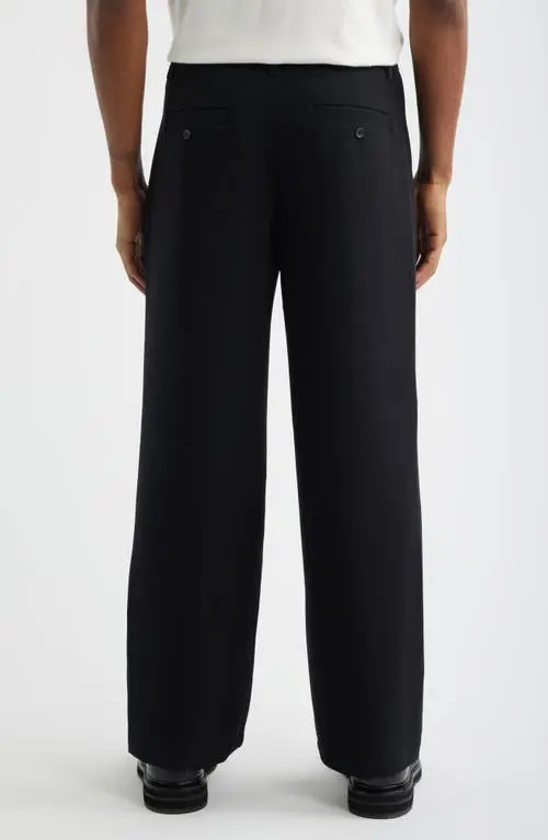 OPEN EDIT Relaxed Pleated Stretch Twill Trousers - Black