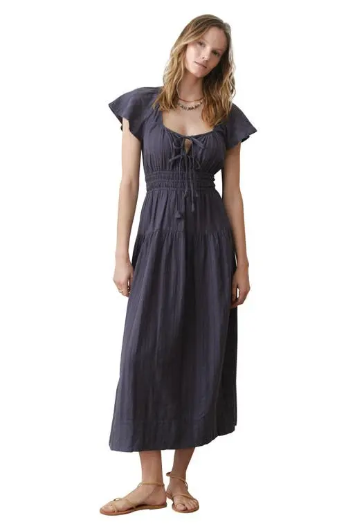 Marine Layer Skye Cotton Midi Dress - Indigo
