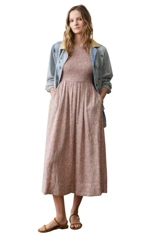 Marine Layer Darcy Floral Smock Midi Dress - Bouquet