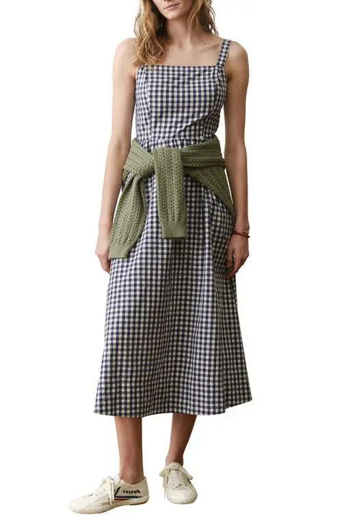 Marine Layer Gingham Pima Cotton Poplin Midi Dress