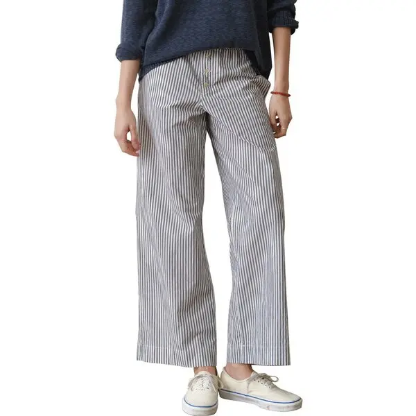 Marine Layer Stripe Pima Cotton Boxer Pants - Blue Stripe