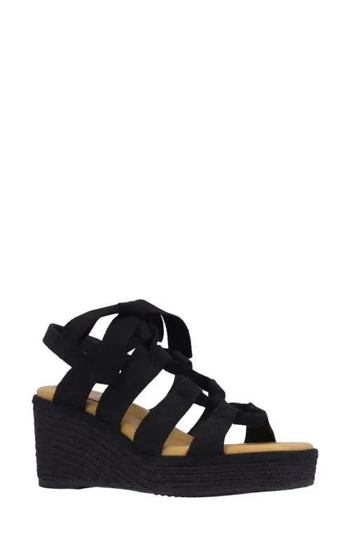 J. Reneé Garlynn Lace-up Platform Wedge Sandal - Black